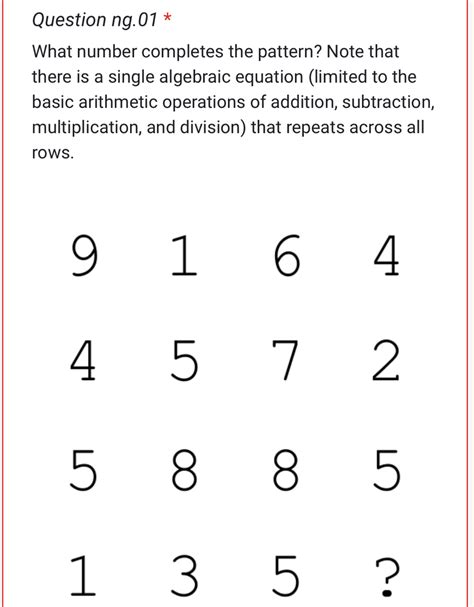 Question Ng 01 What Number Completes The StudyX
