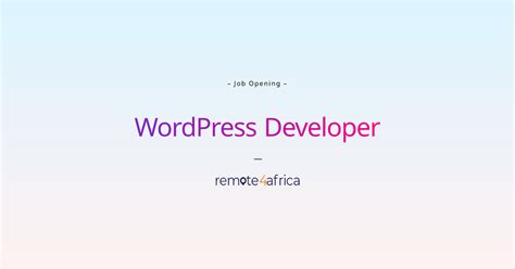 Remote Wordpress Developer Job At Human Resource Services Company