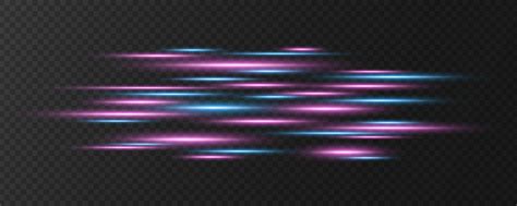 추상적인 움직이는 레이저 빔은 어둡고 투명한 배경에 고립되어 있습니다 조명 효과 렌즈 플레어 및 눈부심 빛나는 동적 광선 벡터 일러스트 레이 션 광선에 대한 스톡 벡터 아트