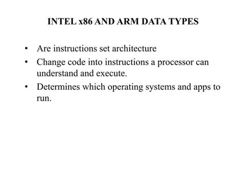 intel x86 and arm data types pptx programming languages computing