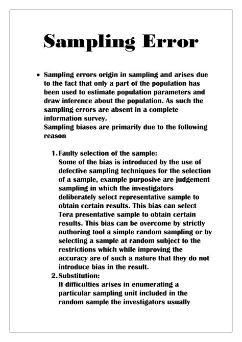 Sampling Errors Sampling Error Sampling Errors Origin In Sampling And Arises Due To The Fact