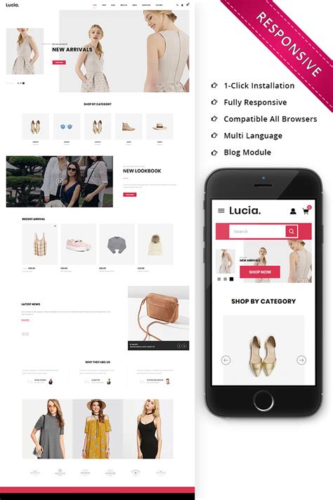 Отзывчивая тема Woocommerce для модного магазина Lucia Woocommerce интернет магазин Wordpress