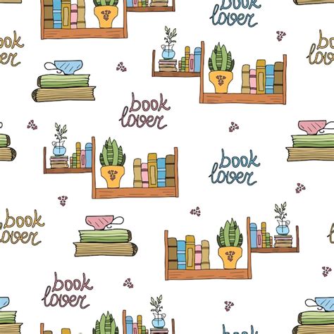 Premium Vector Colorful Seamless Pattern With Cute Books On A