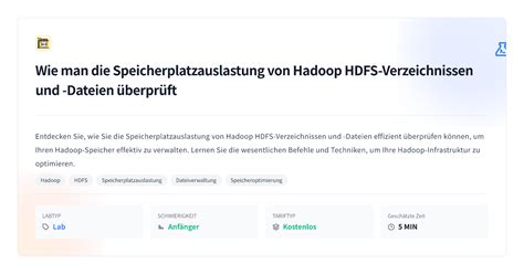 Wie Man Die Speicherplatzauslastung Von Hadoop Hdfs Verzeichnissen Und