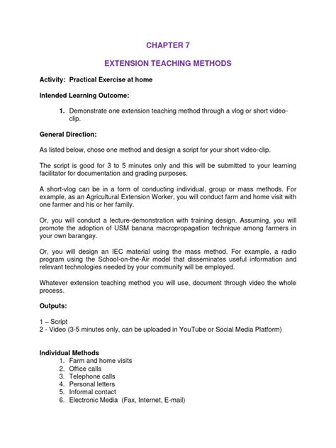 Chapter 7 Extension Teaching Method Practical Exercise Pdf