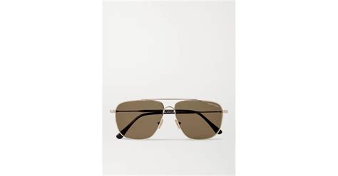 Tom Ford Aviator Style Gold Tone And Tortoiseshell Acetate Sunglasses In Natural For Men Lyst Uk