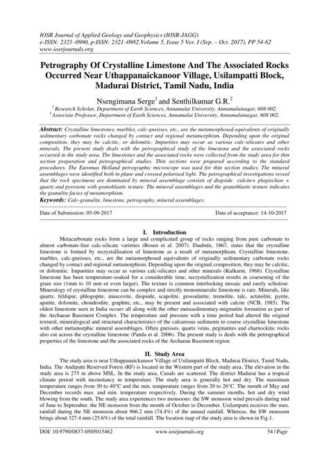 Pdf Petrography Of Crystalline Limestone And The Associated Rocks Occurred Near Pdf Petrography Of Crystalline Limestone And The Associated Rocks Occurred Near