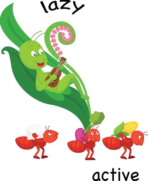 Opposite Lazy And Active Vector Illustration 3240485 Vector Art At Vecteezy