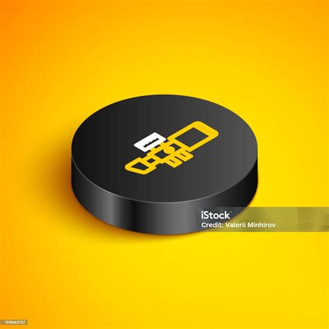 노란색 배경에 격리 된 등색 선 스나이퍼 광학 시력 아이콘 스나이퍼 스코프 십자선 검은 색 원 버튼 벡터 3차원 형태에 대한 스톡 벡터 아트 및 기타 이미지 Istock