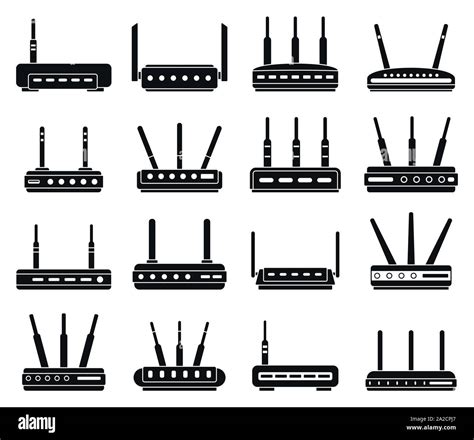 Router Wireless Icons Set Simple Set Of Router Wireless Vector Icons For Web Design On White