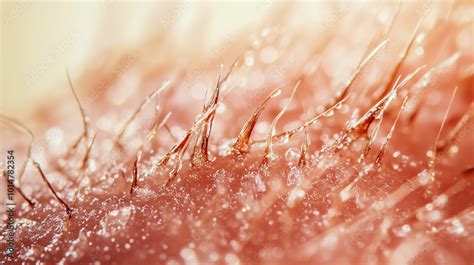 Macro Shot Of Seborrheic Dermatitis On Scalp With Greasy Scales And Redness Capturing Skin