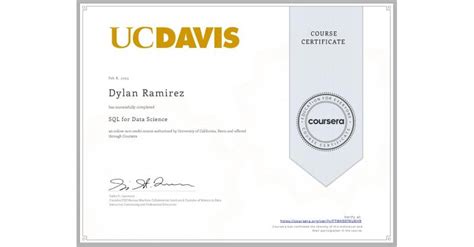 Dylan Ramirez On Linkedin Completion Certificate For Sql For Data Science