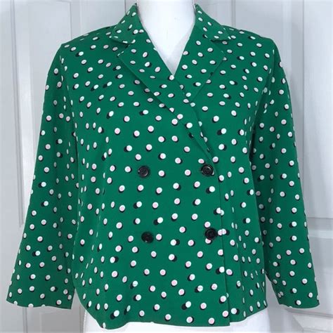 Jucy Judy Tops Jucy Judy Green Double Breasted Polka Dot Jacket Xs Poshmark