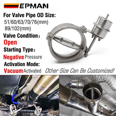 Epman New Vacuum Activated Exhaust Cutout Open Style Pressure About 1