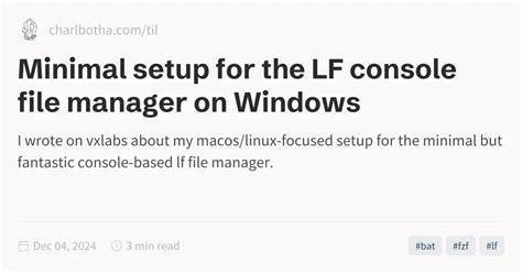 minimal setup for the lf console file manager on windows
