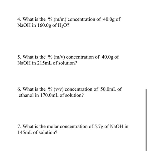 Solved What Is The M M Concentration Of G Of NaOH Chegg Com