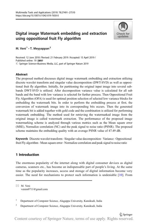 Digital Image Watermark Embedding And Extraction Using Oppositional Fruit Fly Algorithm