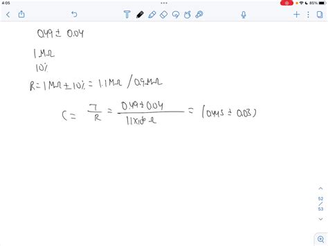 Solved You Calculated A Value Of 0 49 S ± 0 04 S For The Time Constant From Your Graph If You