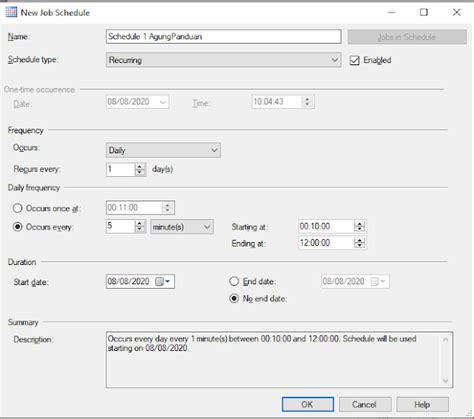 Job Schedule Pada Sql Server Dengan Ssms Dan Query Agung Tutorial