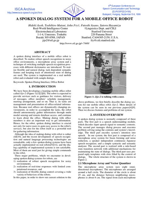 A Spoken Dialog System For A Mobile Office Robot Pdf Parsing Digital Signal Processing