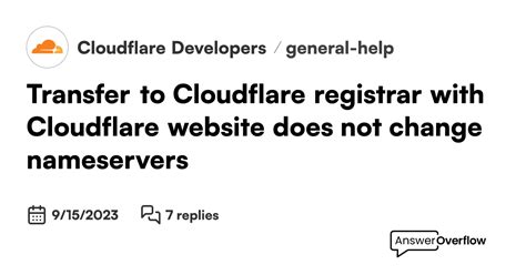 Transfer To Cloudflare Registrar With Cloudflare Website Does Not