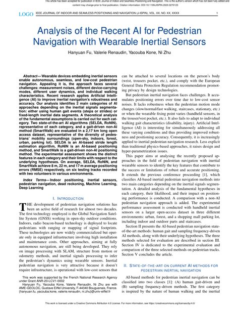 PDF Analysis Of The Recent AI For Pedestrian Navigation With Wearable Inertial Sensors