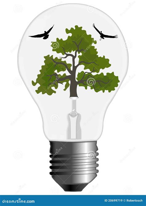 Tree And Birds Inside A Bulb Stock Vector Illustration Of Tree White