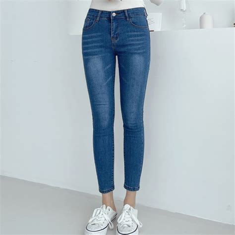 다파라뽐 여자 봄가을 세미하이웨스트 키작녀 8부 스키니진 슬림핏 청바지 스판 중청 워싱 데님팬츠