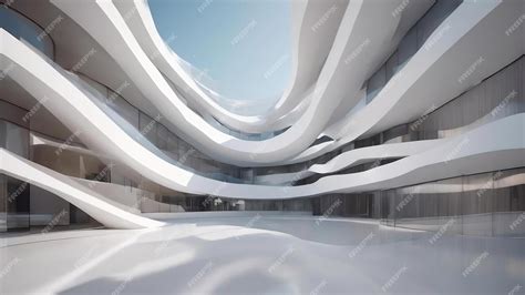 Premium Photo 3d Render White Waves Curved Shapes White Architecture Modern Minimal Design