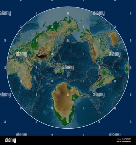 Conway Reef Tectonic Plate On The Physical Elevation Map In The Lagrange Oblique Projection