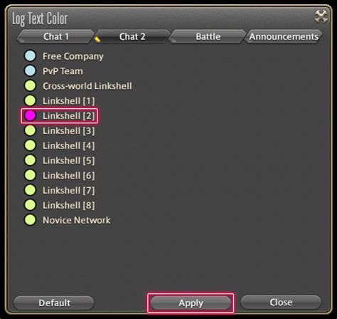 Changing Linkshell Text Color UI Guide FINAL FANTASY XIV The Lodestone