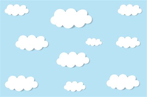 구름이 있는 푸른 하늘 벡터 매끄러운 패턴 파란색 배경에 격리된 추상적인 흰색 흐림 세트입니다 벡터 일러스트레이션 0명에 대한 스톡 벡터 아트 및 기타 이미지 Istock