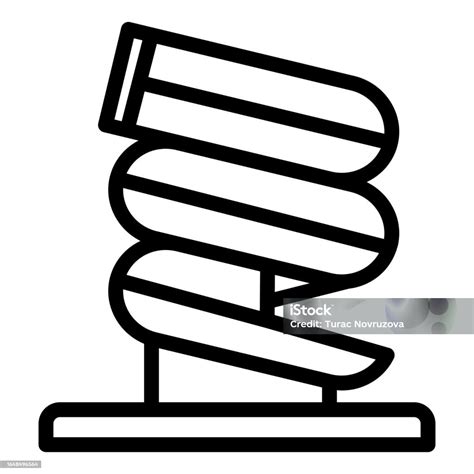 어트랙션 워터 슬라이드 라인 아이콘 놀이기구 개념 흰색 배경에 워터파크 표지판 개요 스타일의 모바일 컨셉 웹 디자인의 아쿠아파크 슬라이드 튜브 아이콘 벡터 그래픽 계획에