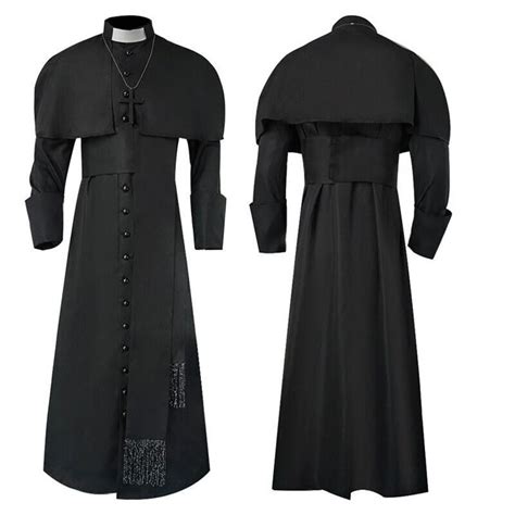 Clergy Men Cassock Priest Costume Bishop Pope Robe Roman Catholic
