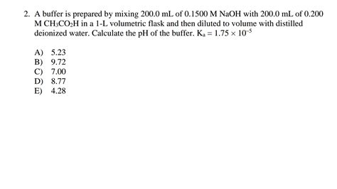 Solved A Buffer Is Prepared By Mixing ML Of M Chegg