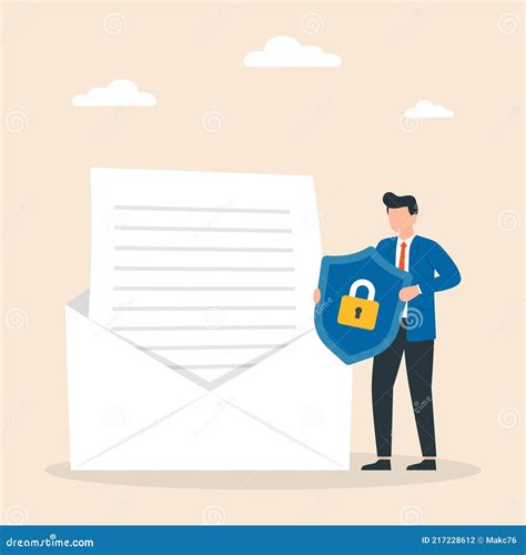 Concept Of Encryption Of Emails Internet Data Protection Business Assets Security System Stock