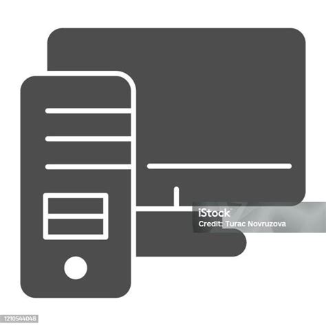 개인용 컴퓨터 솔리드 아이콘입니다 모니터 기호워크스테이션 케이스 흰색 배경에 글리프 스타일 픽토그램 모바일 개념 및 웹 디자인을 위한 멀티미디어 기호입니다 벡터 그래픽