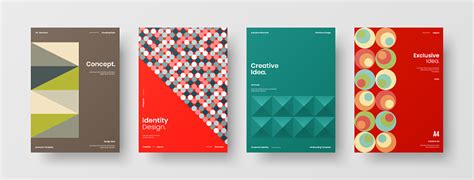 회사 Id 브로셔 템플릿 컬렉션입니다 비즈니스 프리젠 테이션 벡터 A4 수직 방향 전면 페이지 모형 세트 기업 보고서 커버 추상 기하학적 일러스트 디자인 레이아웃 번들 0