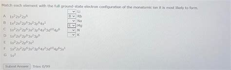 Solved Match Each Element With The Full Ground State