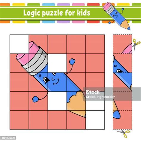 아이들을위한 논리 퍼즐 교육 개발 워크 시트 아이들을위한 게임을 학습 활동 페이지 유아용 유치원 수수께끼 귀여운 만화 스타일의 간단한 평면 고립 벡터 일러스트 0명에 대한