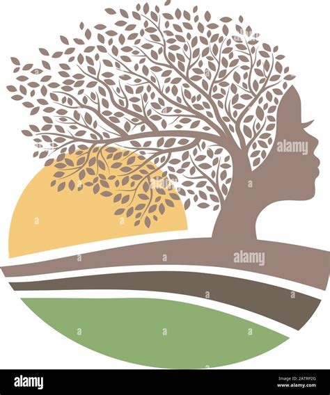 Tree With Female Face Vector Graphic Design Element Stock Vector Image