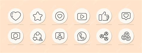 피드백 설정 아이콘 공유 포인터 엄지손가락 별 하트 즐겨찾기 중요한 콜백 댓글 연설거품 대화 소셜 네트워크용 버튼 파스텔 색상 배경 벡터 라인 아이콘 프리미엄 벡터