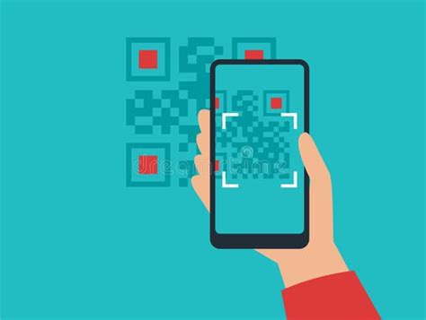 Qr Code Scanning Hand Points The Camera Stock Vector Illustration
