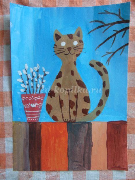 Рисование гуашью Кошка поэтапно с фото для детей 5 8 лет