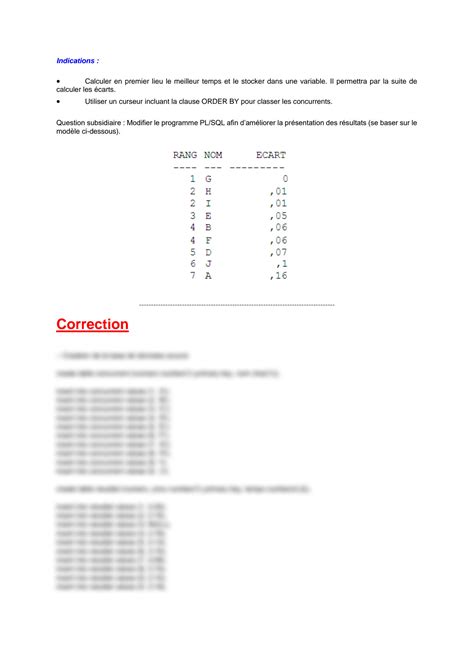 Solution Exercice Corrige Oracle Sql Plus Etude De Cas Gestion D Une Competition Sportive