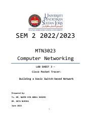 A MTN Lab Sheet CISCO Packet Tracer Pdf SEM MTN Computer