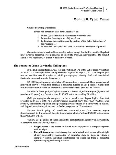 W9 Cyber Crime Module Pdf Security Hacker Cybercrime