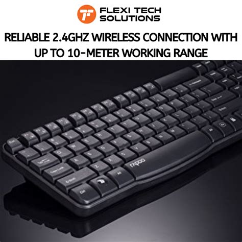 Rapoo E1050 Wireless Keyboard Black 2 4ghz Wireless Connection Flexi Tech