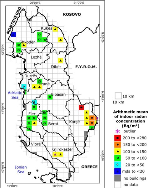 1 The Arithmetic Mean Of Indoor Radon Concentrations Bqm 3 Over A