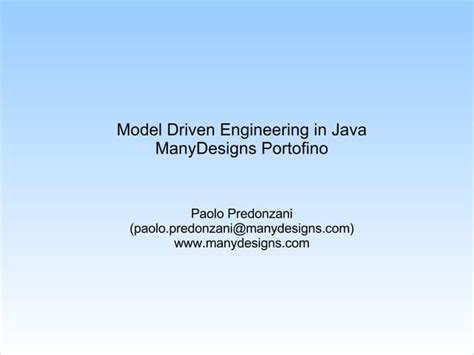 Model Driven Engineering Manydesigns Portofino Odp